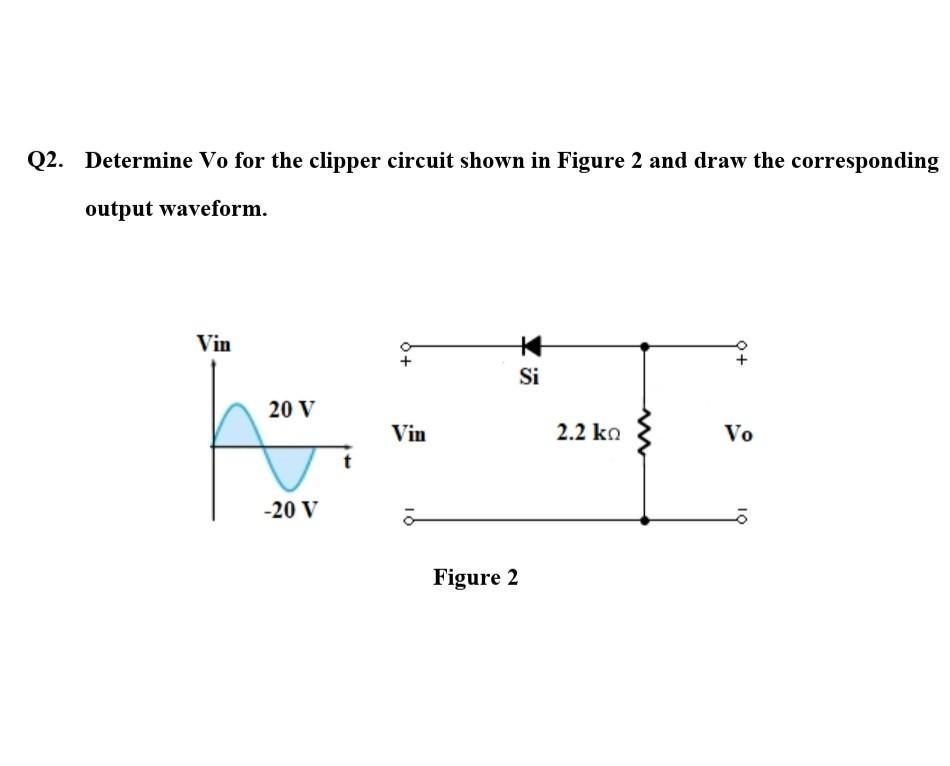Solved Q2. Determine Vo for the clipper circuit shown in | Chegg.com