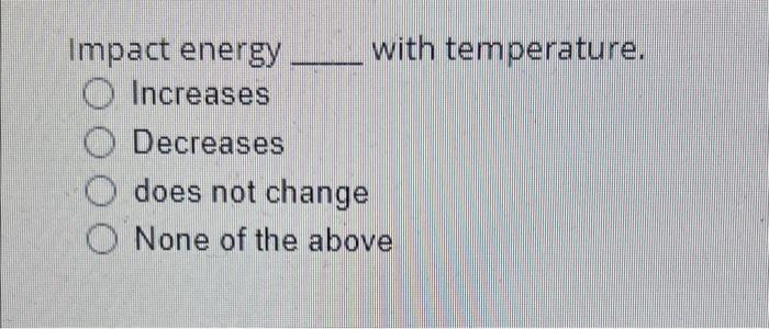 Solved Impact energy with temperature. Increases Decreases | Chegg.com