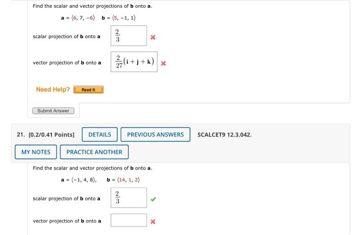 Solved Find the scalar and vector projections of b onto a. | Chegg.com