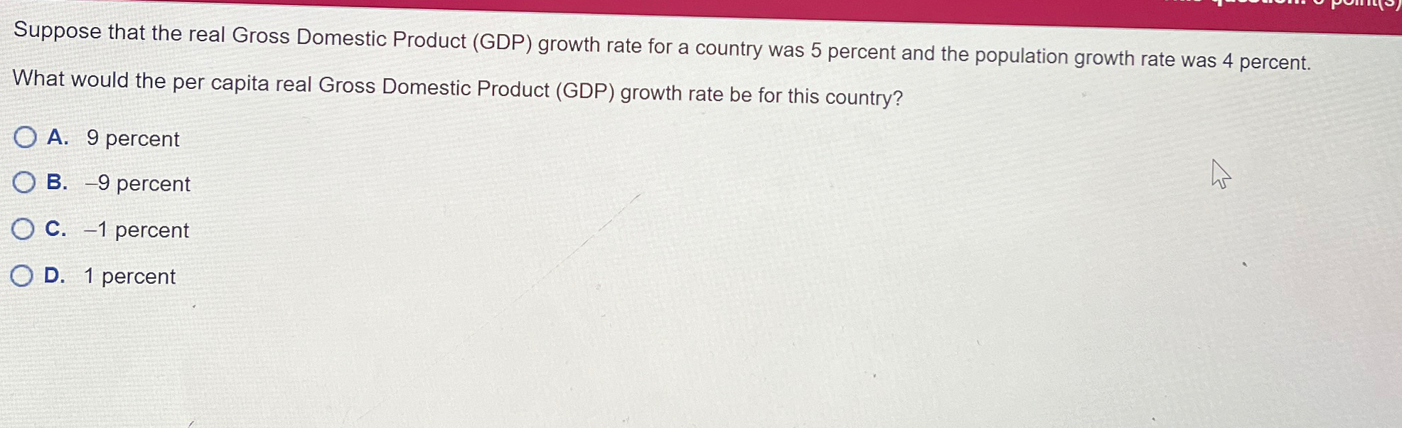 Solved Suppose that the real Gross Domestic Product (GDP) | Chegg.com