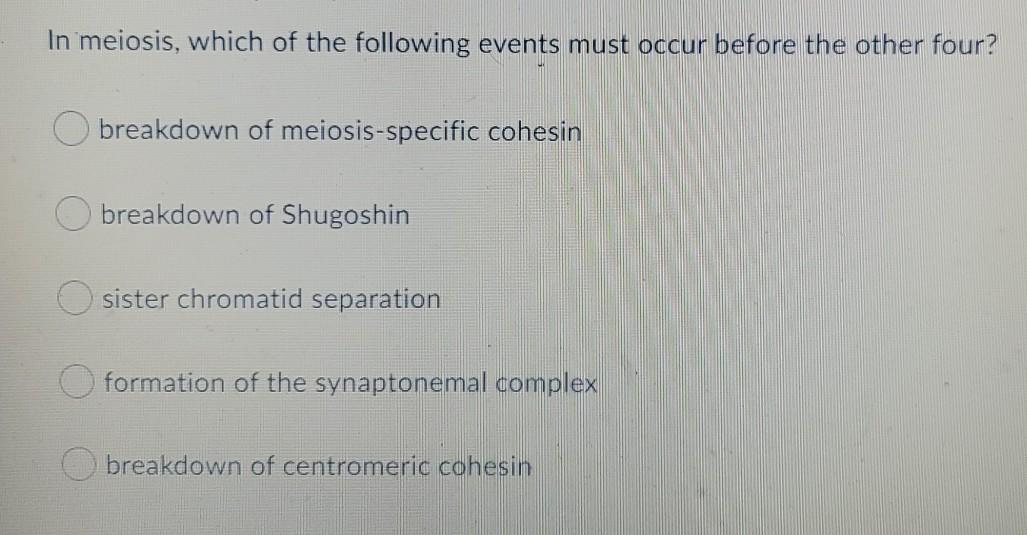 Solved Shugoshin is most important in metaphase anaphase 1 | Chegg.com Solved Shugoshin is most important in metaphase anaphase 1 | Chegg.com