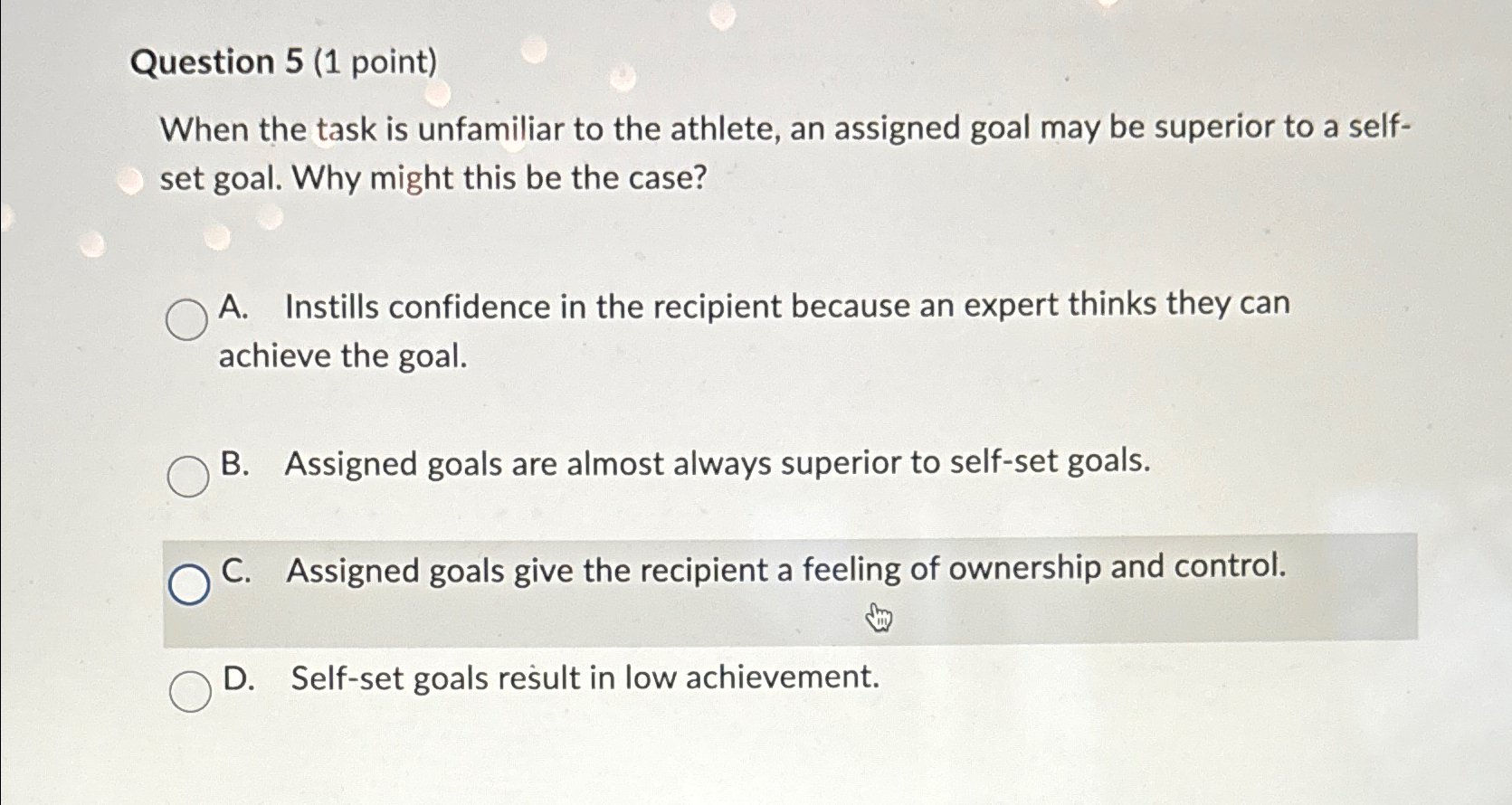 Solved Question 5 (1 ﻿point)When the task is unfamiliar to | Chegg.com