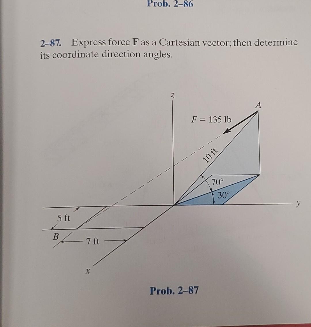 Solved 2-87. Express force F as a Cartesian vector; then | Chegg.com