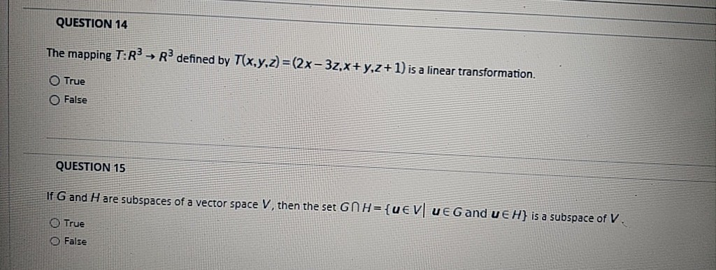 Solved QUESTION 14 The mapping T:R3 R3 defined by T(x,y,z) = | Chegg.com