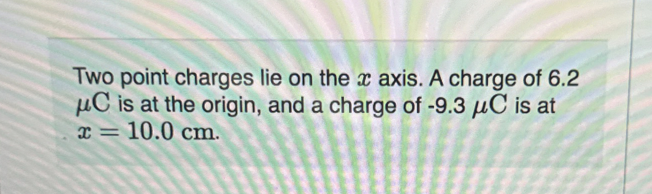 Two point charges lie on the x ﻿axis. A charge of | Chegg.com