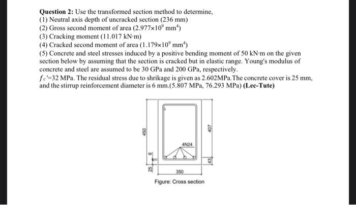 Solved Question 2: Use the transformed section method to | Chegg.com