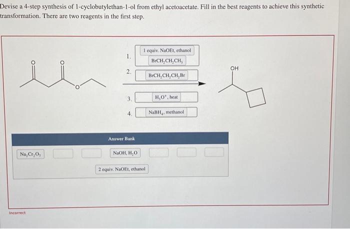 Solved evise a 4-step synthesis of 1-cyclobutylethan-1-ol | Chegg.com