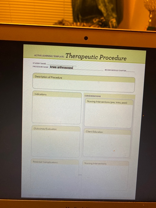 Solved ACTIVE LEARNING TEMPLATE Therapeutic Procedure | Chegg.com