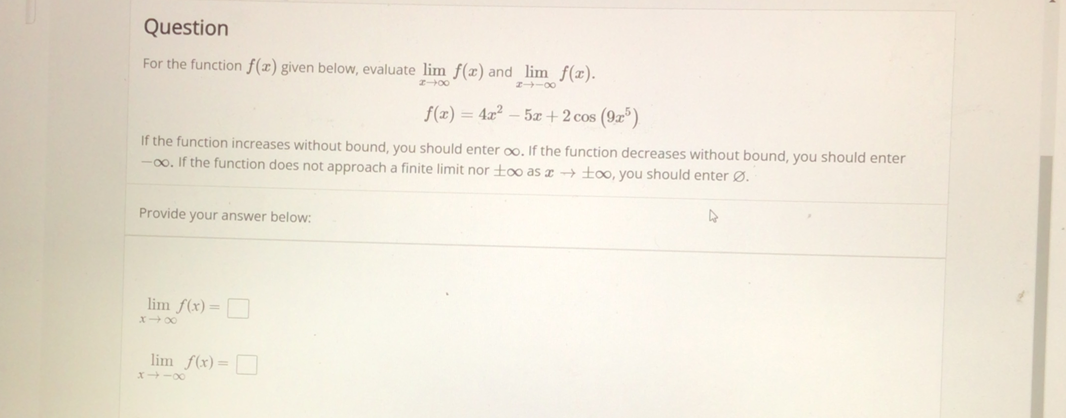 Solved Question\\nFor the function f(x) given below, | Chegg.com