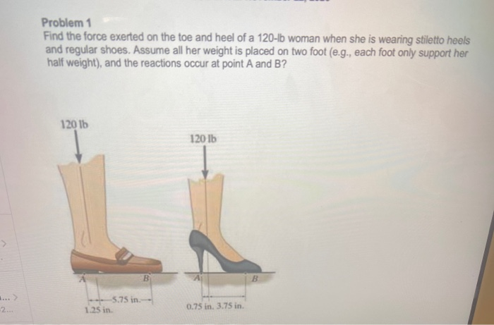 Solved Problem 1 Find the force exerted on the toe and heel | Chegg.com