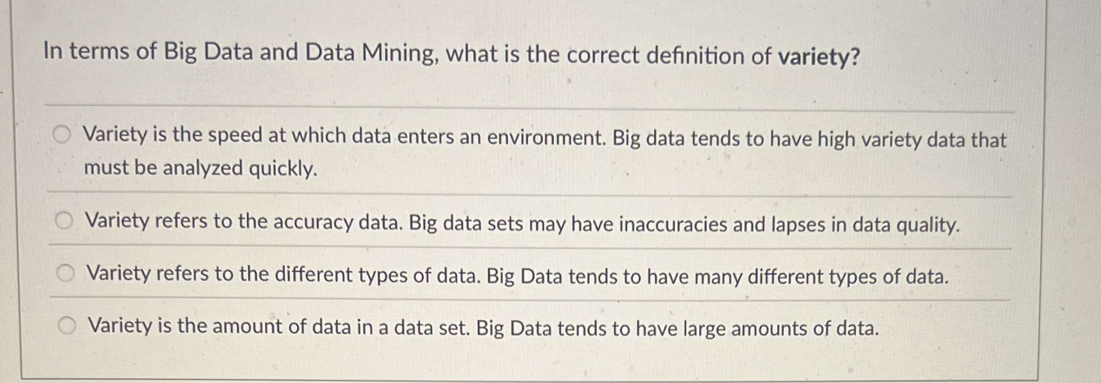 Solved In terms of Big Data and Data Mining, what is the | Chegg.com