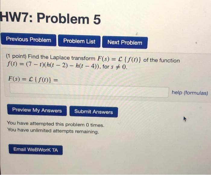 Solved HW7: Problem 5 Previous Problem Problem List Next | Chegg.com
