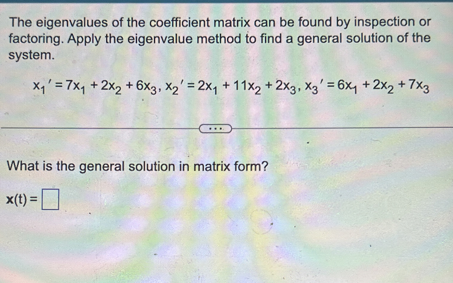 Solved The eigenvalues of the coefficient matrix can be | Chegg.com