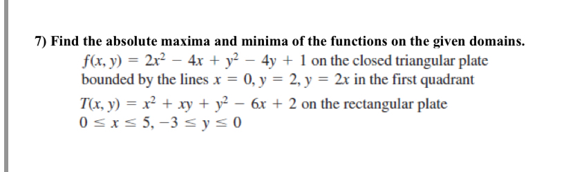 Solved Find the absolute maxima and minima of the functions | Chegg.com