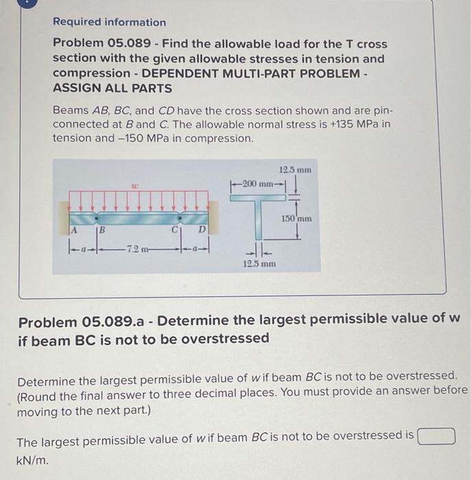 Solved Required information Problem 05.089 - Find the | Chegg.com