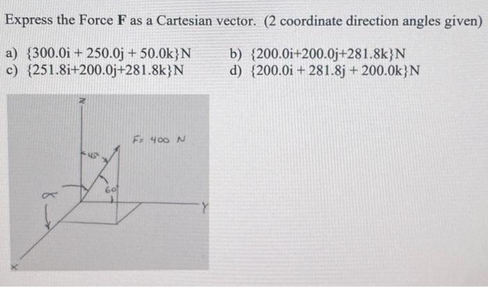 Express the Force F as a Cartesian vector. ( 2 | Chegg.com