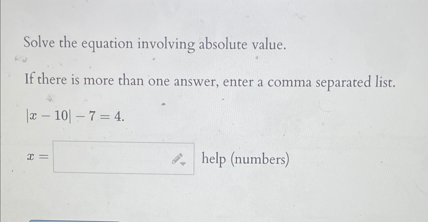 Solved Solve the equation involving absolute value.If there | Chegg.com