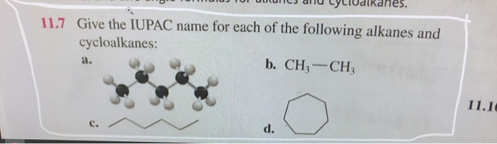 Solved ad cycloalkanes. Give the IUPAC name for each of the | Chegg.com