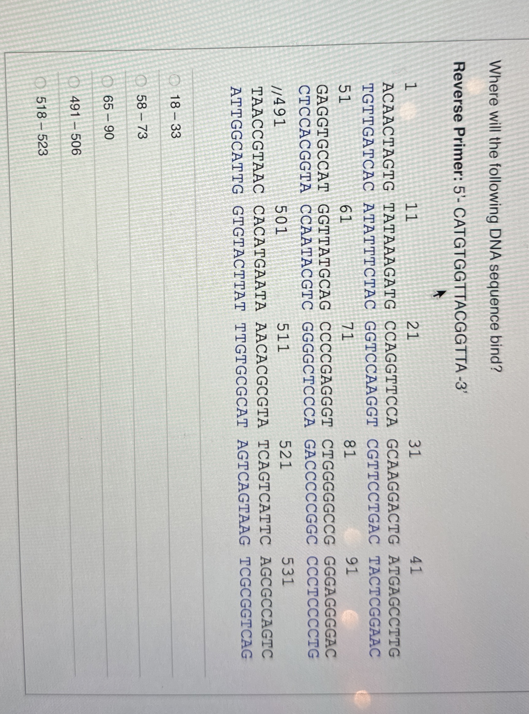 Solved Where will the following DNA sequence bind?Reverse | Chegg.com