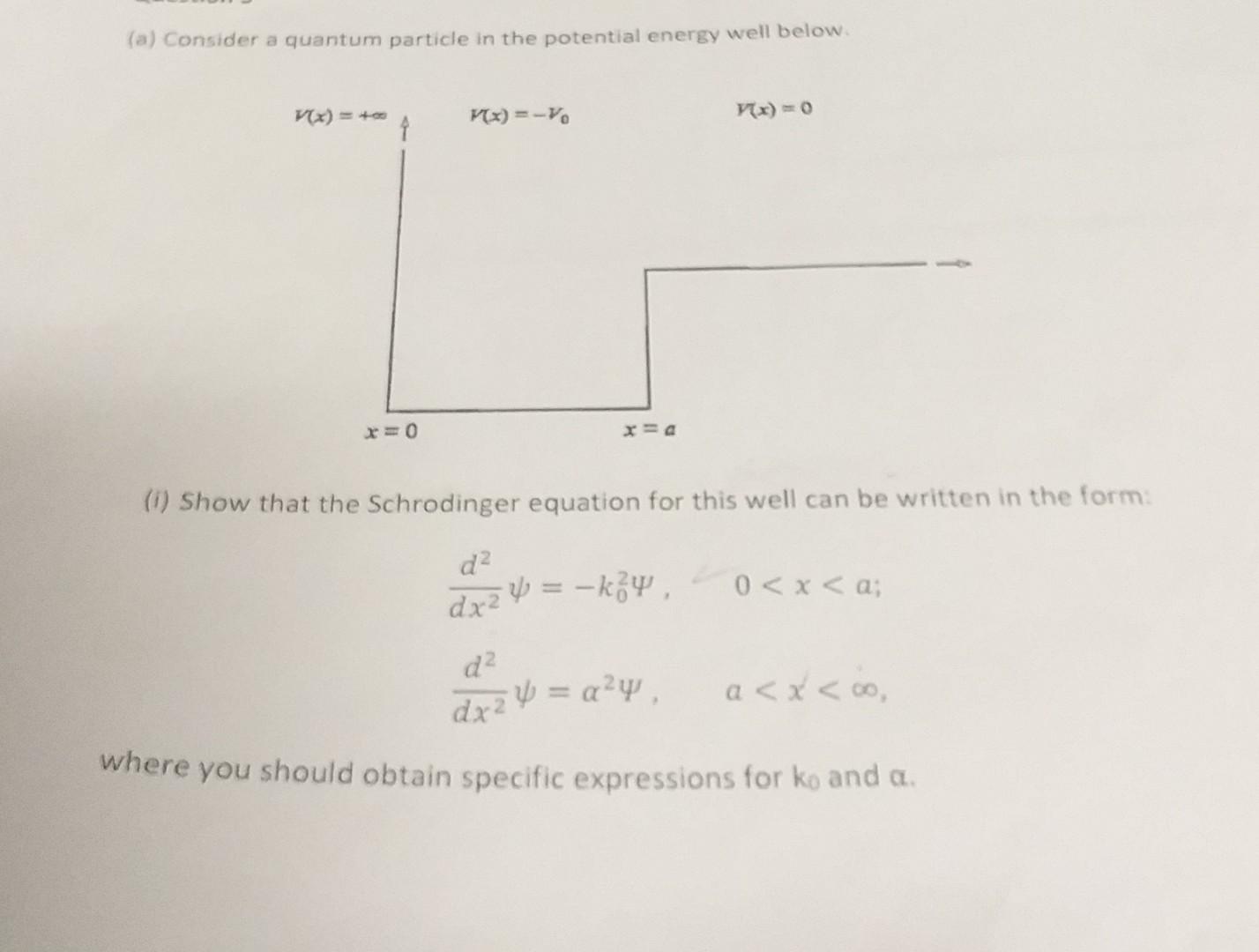 Solved (a) Consider a quantum particle in the potential | Chegg.com