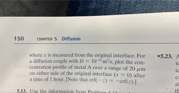 Solved 5.12. A diffusion couple is formed when two different | Chegg.com