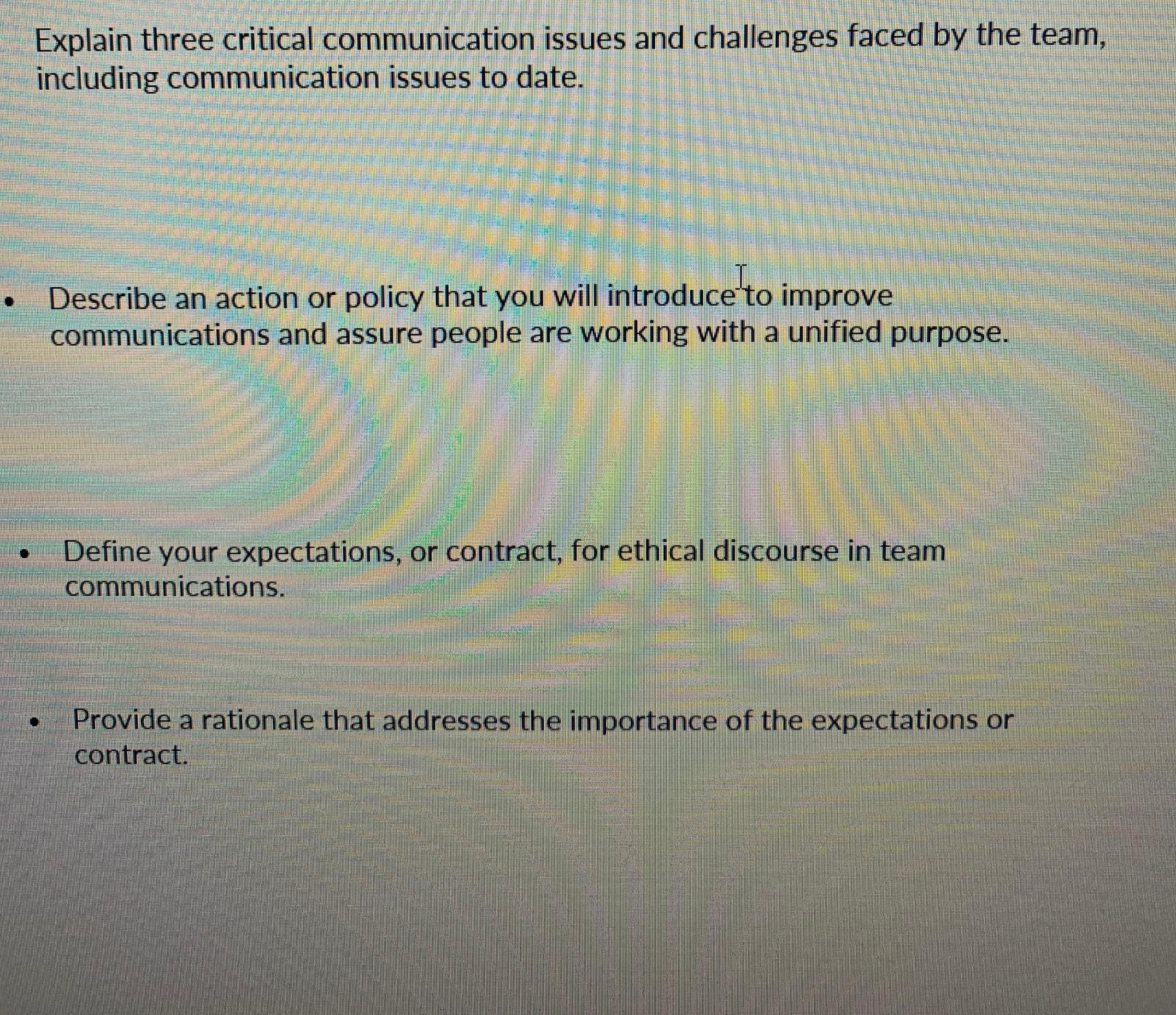 Solved Explain three critical communication issues and | Chegg.com