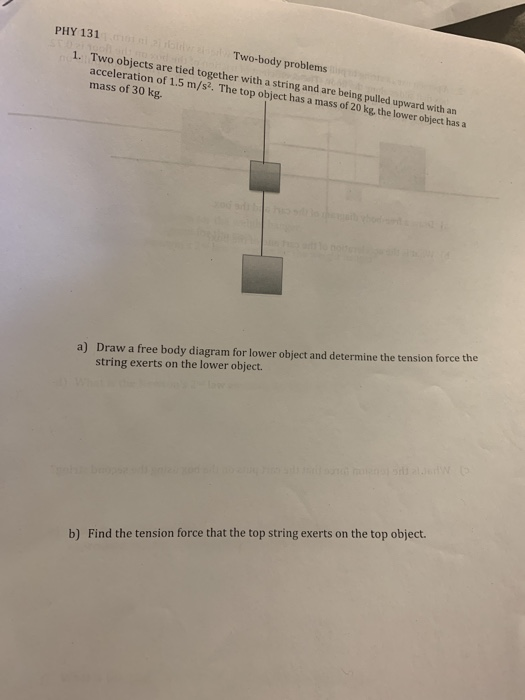 Solved PHY 131 Two-body problems 1. Two objects are tied | Chegg.com