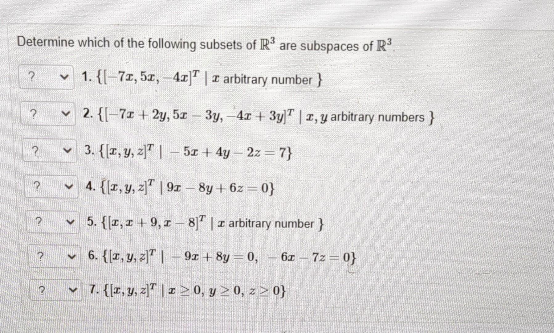Solved Determine which of the following subsets of R³ are | Chegg.com