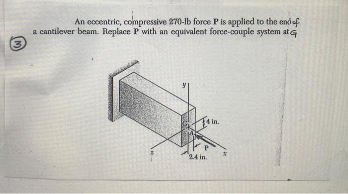 Solved An Eccentric Compressive 270 Lb Force P Is Applied
