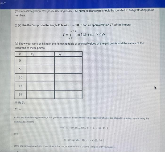 Solved (Numerical tntegration Composite Rectangle Rule). All | Chegg.com