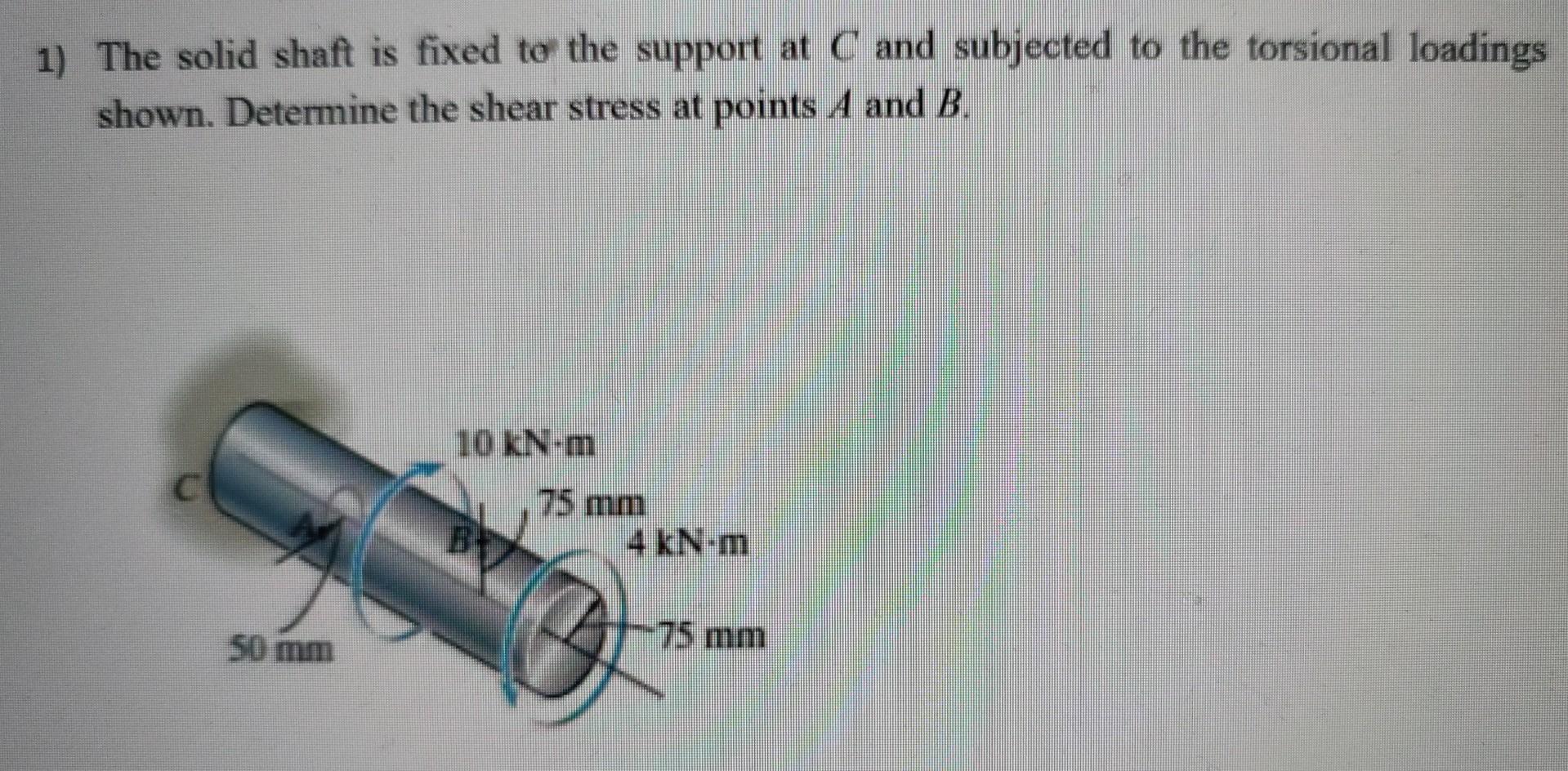 Solved 1) The solid shaft is fixed to the support at C and | Chegg.com