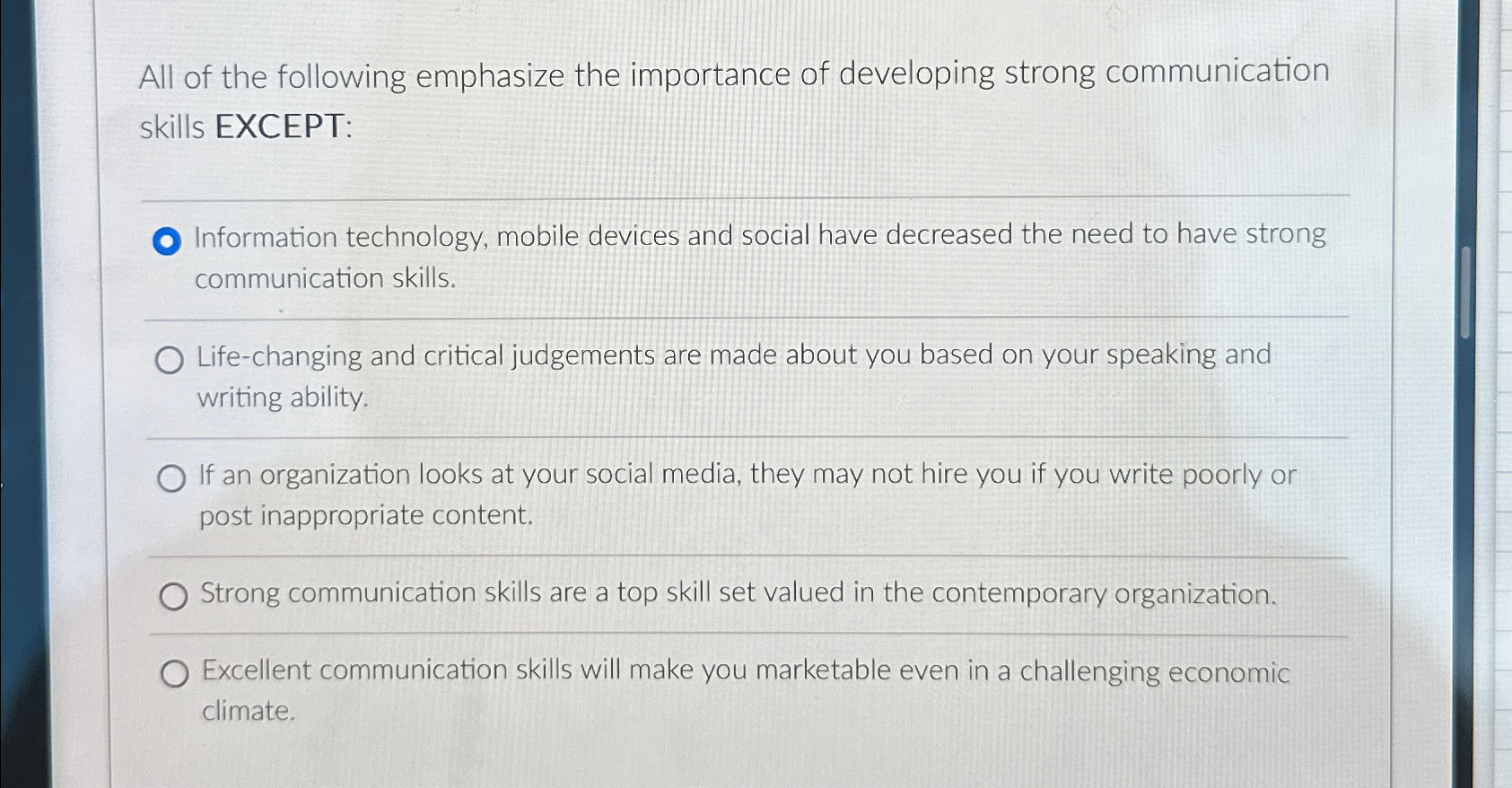 Solved All of the following emphasize the importance of | Chegg.com