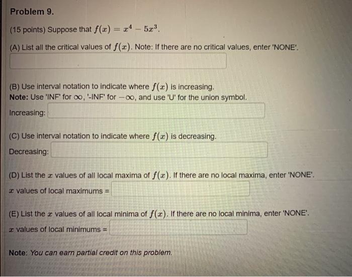Solved Problem 9. (15 points) Suppose that f(x) = ** - 523. | Chegg.com