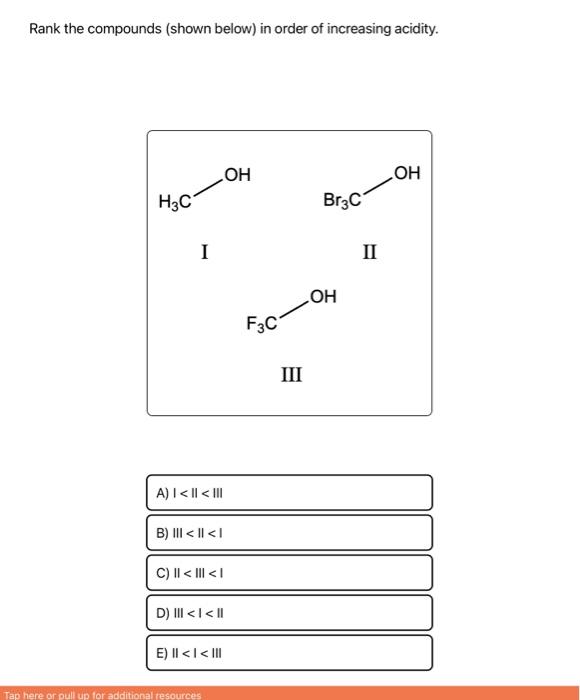 Solved Rank the compounds (shown below) in order of | Chegg.com