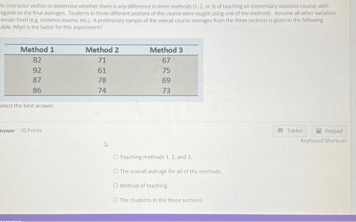 Solved an instructor wishes to determine whether there is | Chegg.com