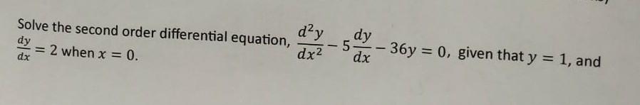 Solved Solve the second order differential equation, | Chegg.com