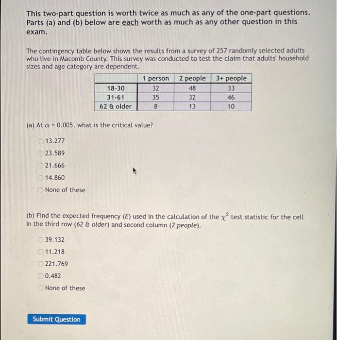 Solved This two-part question is worth twice as much as any | Chegg.com