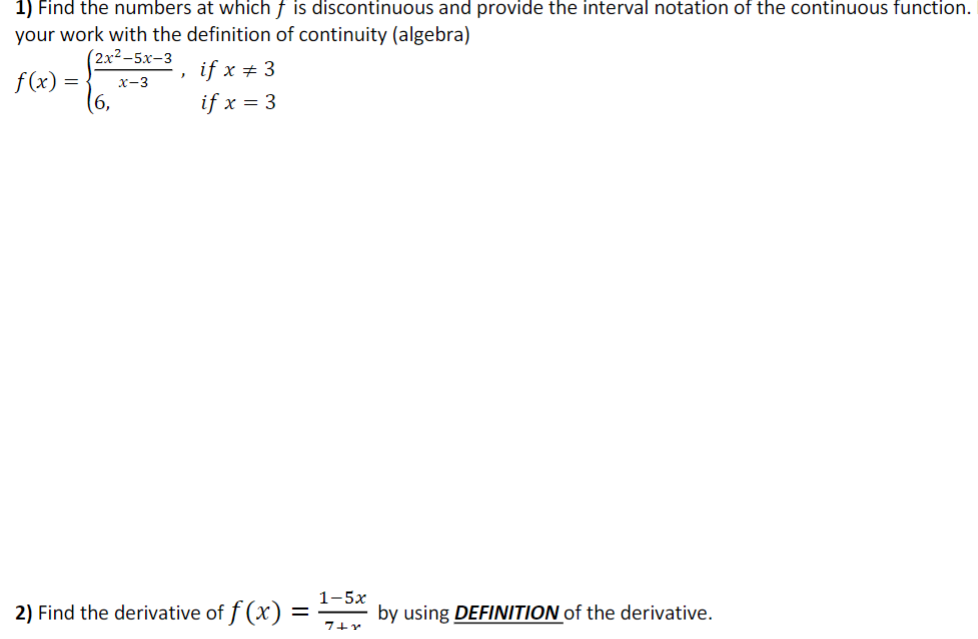 Solved Find the numbers at which f ﻿is discontinuous and | Chegg.com