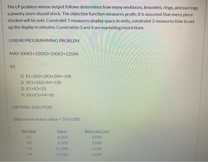 Solved The LP problem whose output follows determines how | Chegg.com