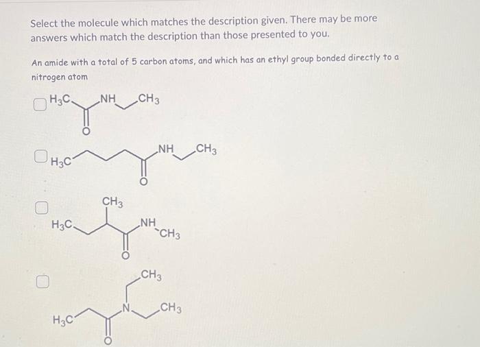 Solved Select the molecule which matches the description | Chegg.com