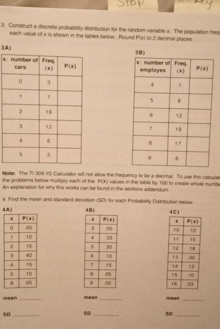 Solved ( Top 3. Construct a discrete probability | Chegg.com