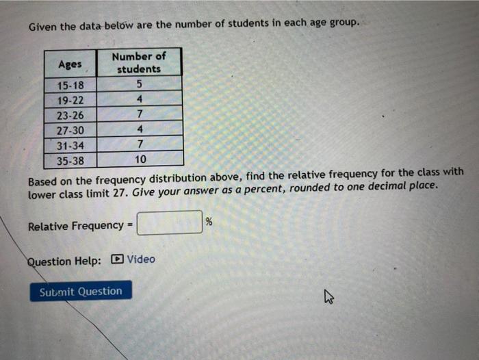 Solved Given the data below are the number of students in | Chegg.com