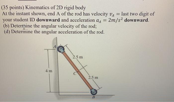 Solved (35 points) Kinematics of 2D rigid body At the | Chegg.com
