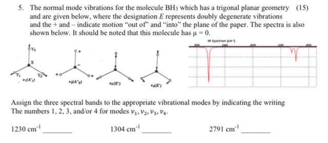 Solved 5. The normal mode vibrations for the molecule BH3 | Chegg.com