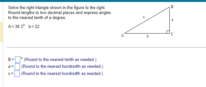 Solved Solve the right triangle shown in the figure to the | Chegg.com