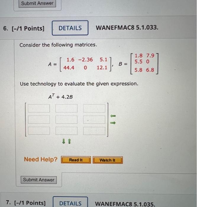Consider the following matrices. | Chegg.com