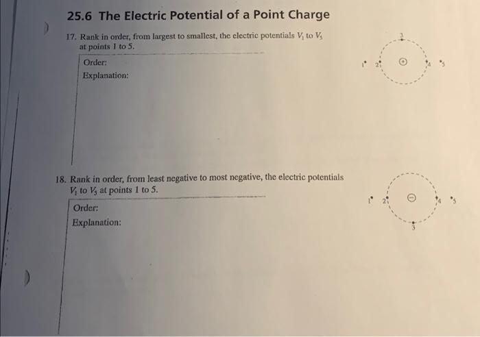 Solved 25.6 The Electric Potential of a Point Charge 17. | Chegg.com