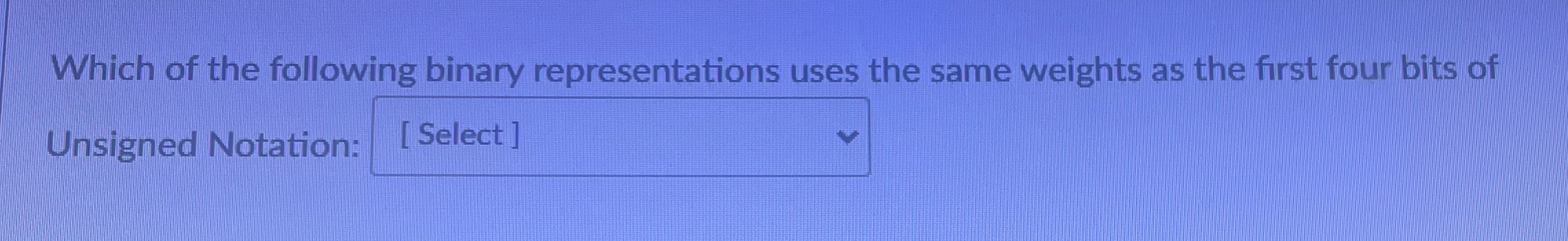 Solved Which of the following binary representations uses | Chegg.com