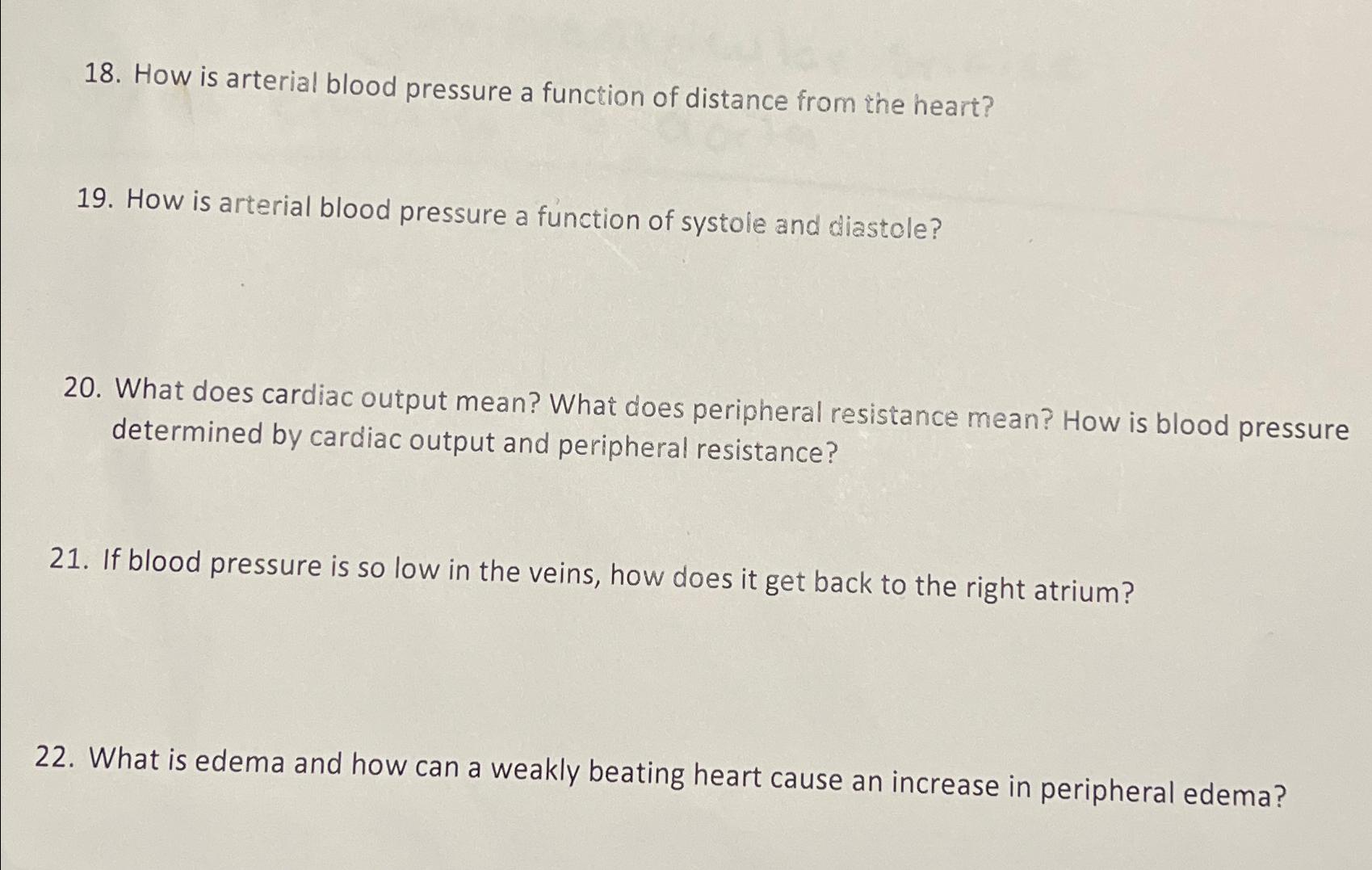Solved How is arterial blood pressure a function of distance | Chegg.com