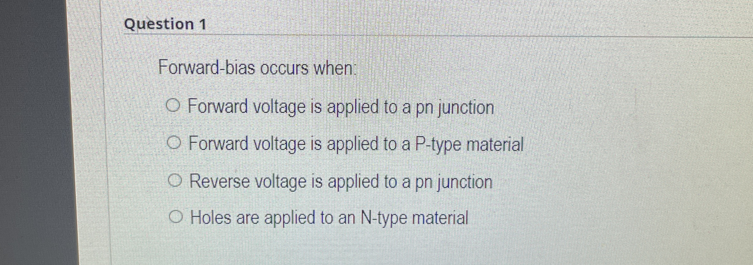 Solved Question 1Forward-bias occurs when:Forward voltage is | Chegg.com